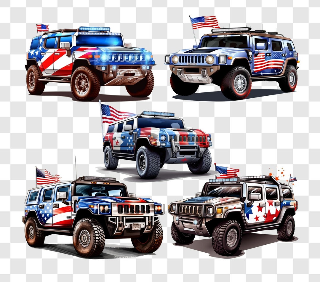 Patriotic Humvee 4th of July Clipart Bundle of 5 X 300 Dpi PNG Files ...