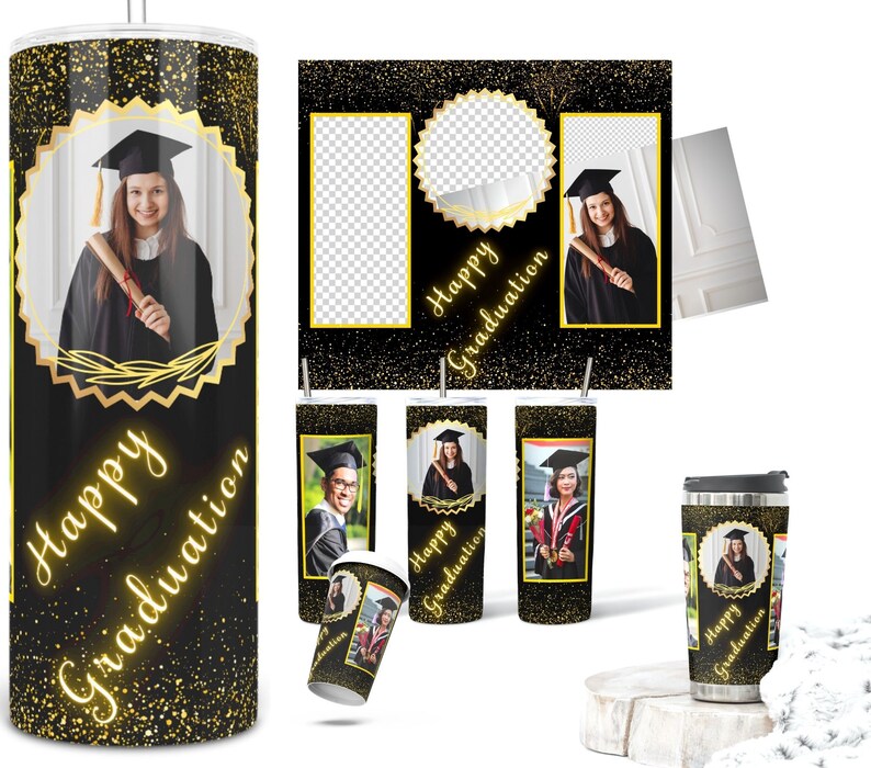 Sparkling Graduation Celebration Photo Collage Tumbler Wrap Design 20oz ...