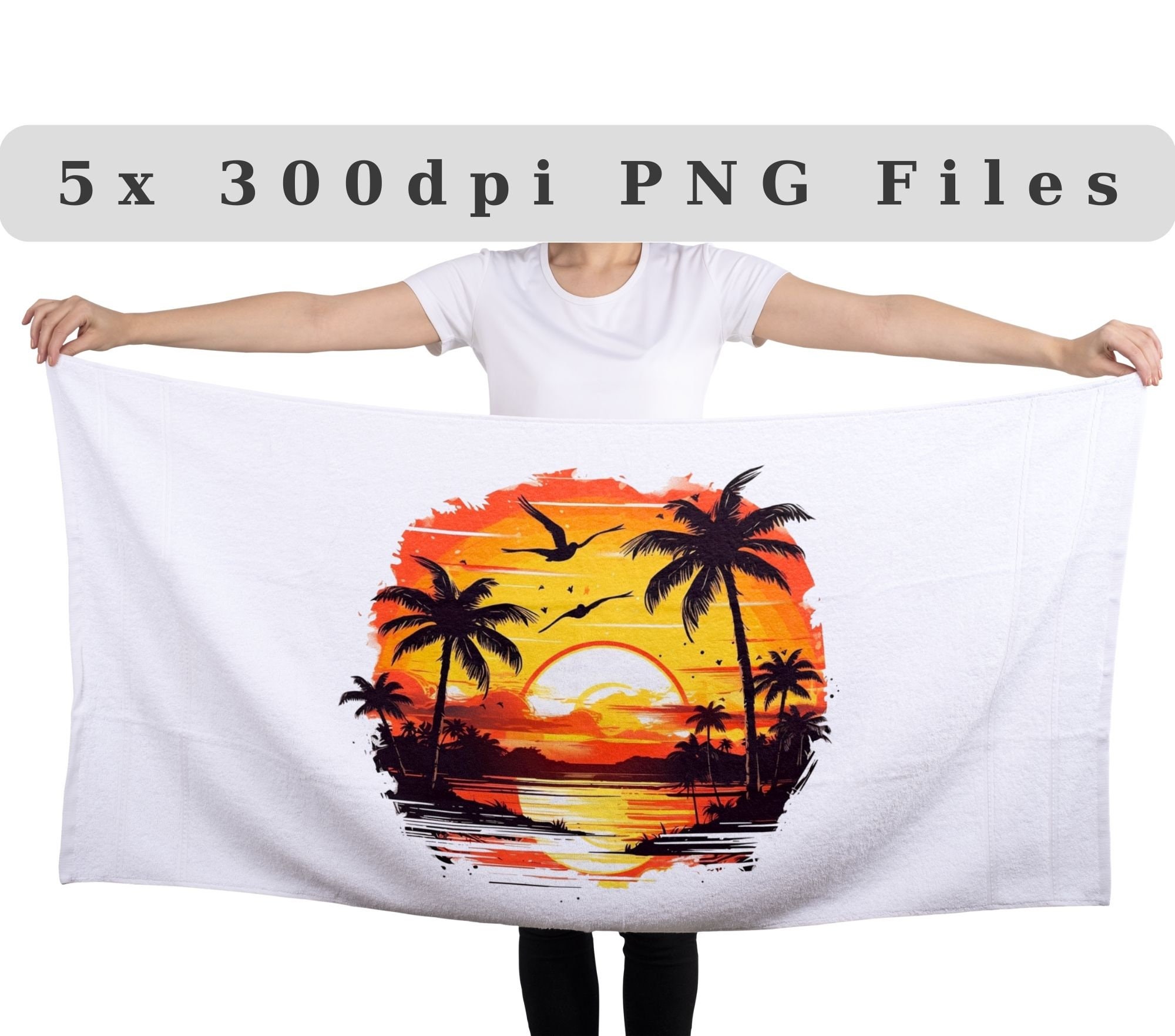 Spectacular Sunset Beach Clipart Bundle 5 X 300 Dpi PNG Files Stickers ...