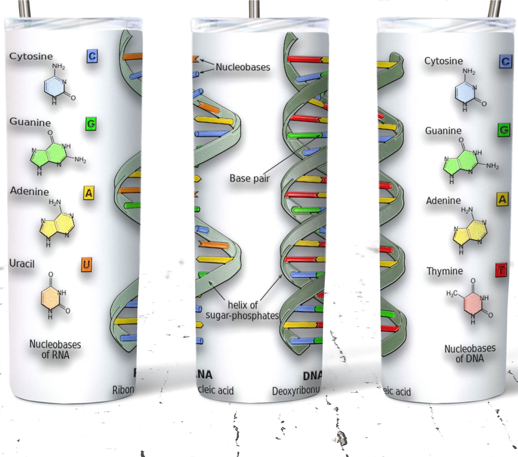 3D DNA & RNA Tumbler Wrap Design Png 20oz Skinny Tumbler Sublimation Designs for Straight ...