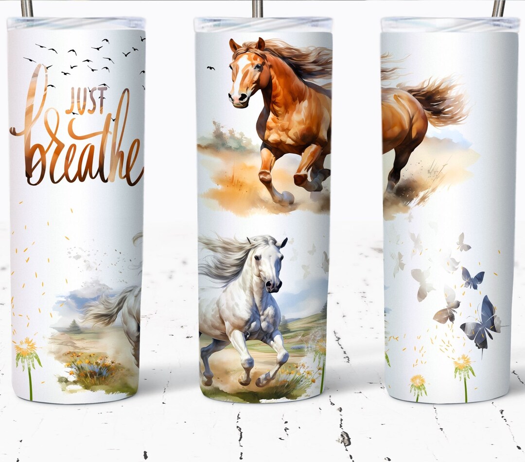 Free Running Horses Tumbler Wrap 20oz Skinny Tumbler Sublimation ...