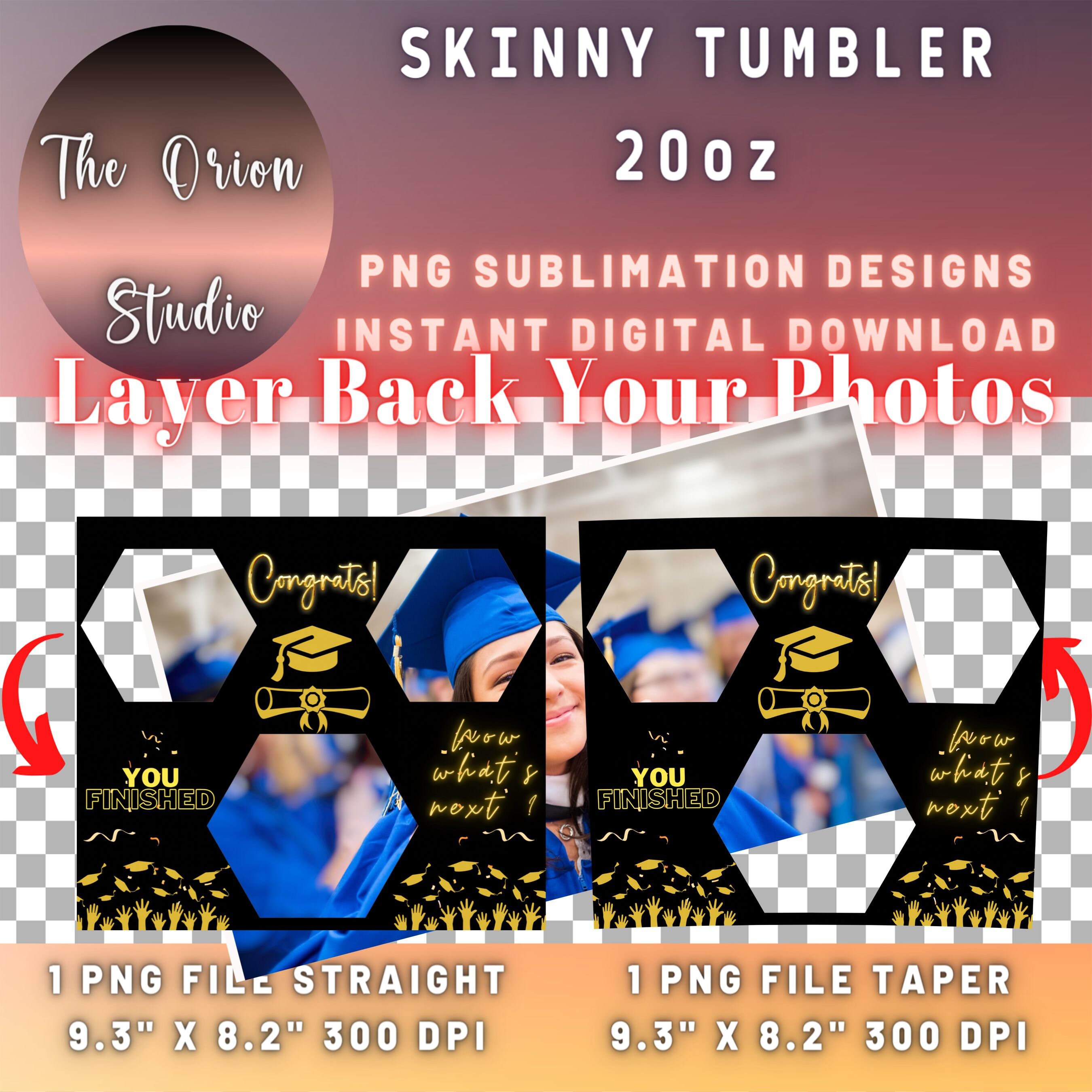 Graduation Photo Collage Tumbler Wrap, Design 20oz Skinny Tumbler ...