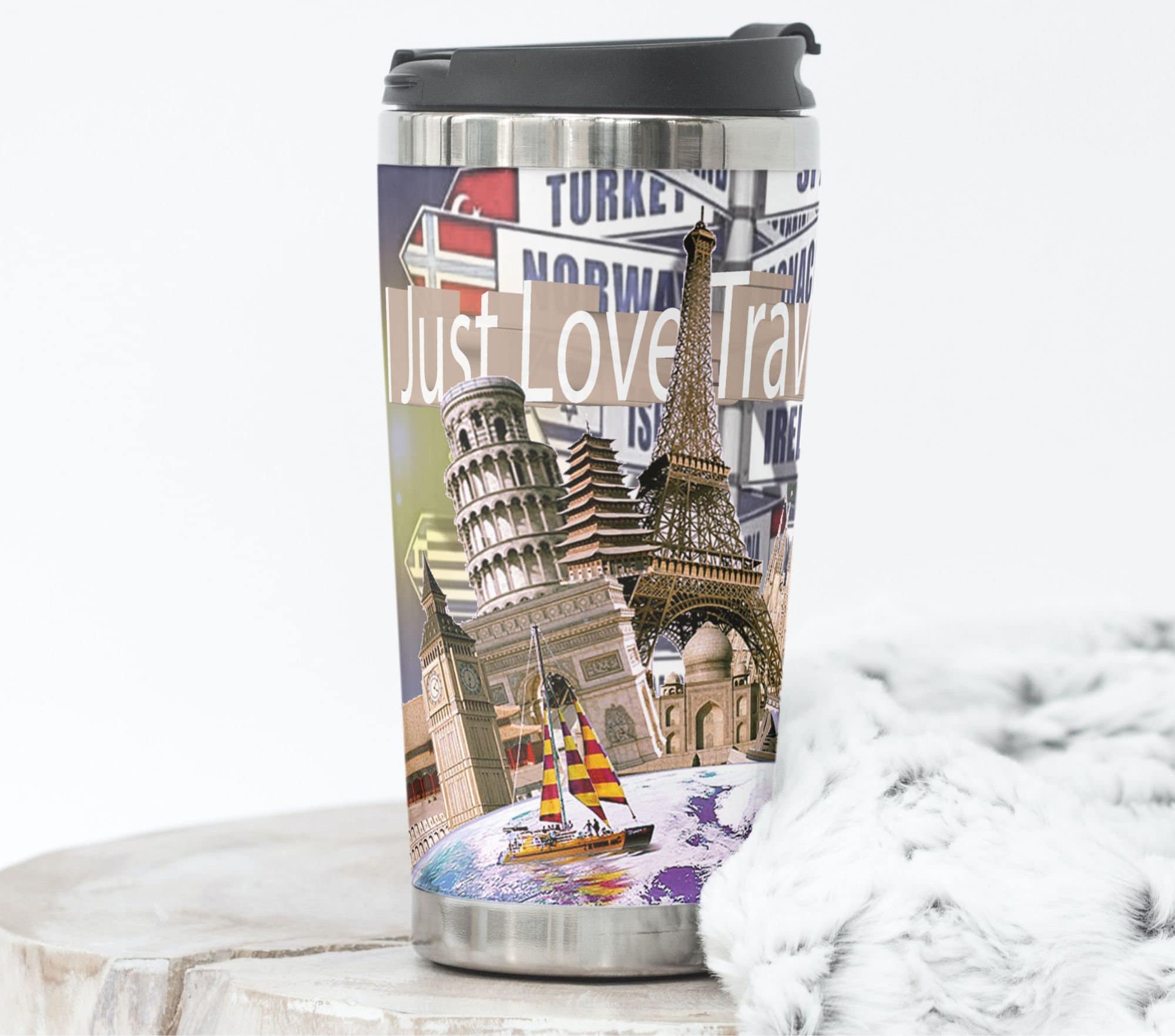 I Just Love Traveling Tumbler Wrap Design PNG 20oz Skinny Tumbler ...
