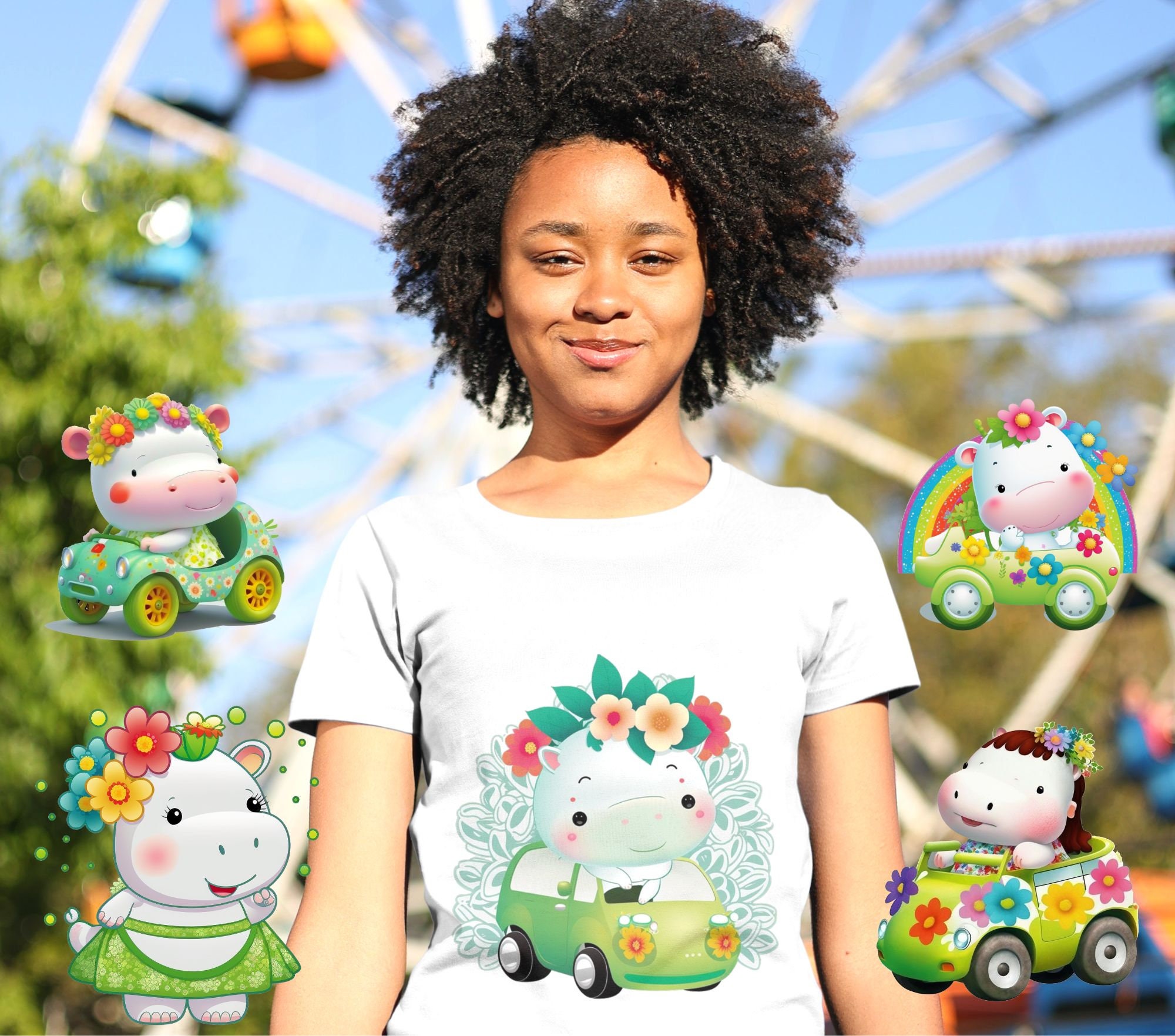 Little Hippo Princess Clipart Bundle of 5 X 300 Dpi PNG Files Stickers ...