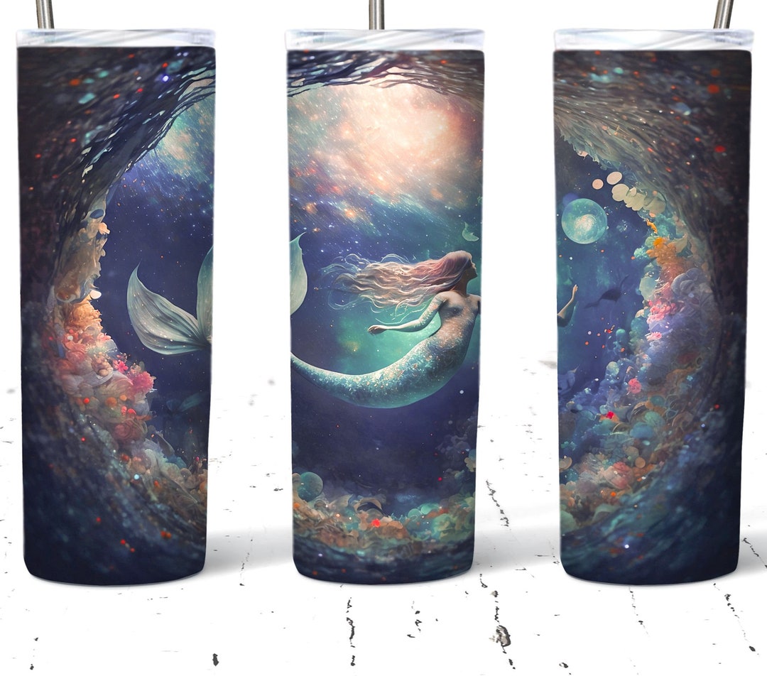 Cosmic Mermaid Sublimation Design 20oz Skinny Tumbler Sublimation ...