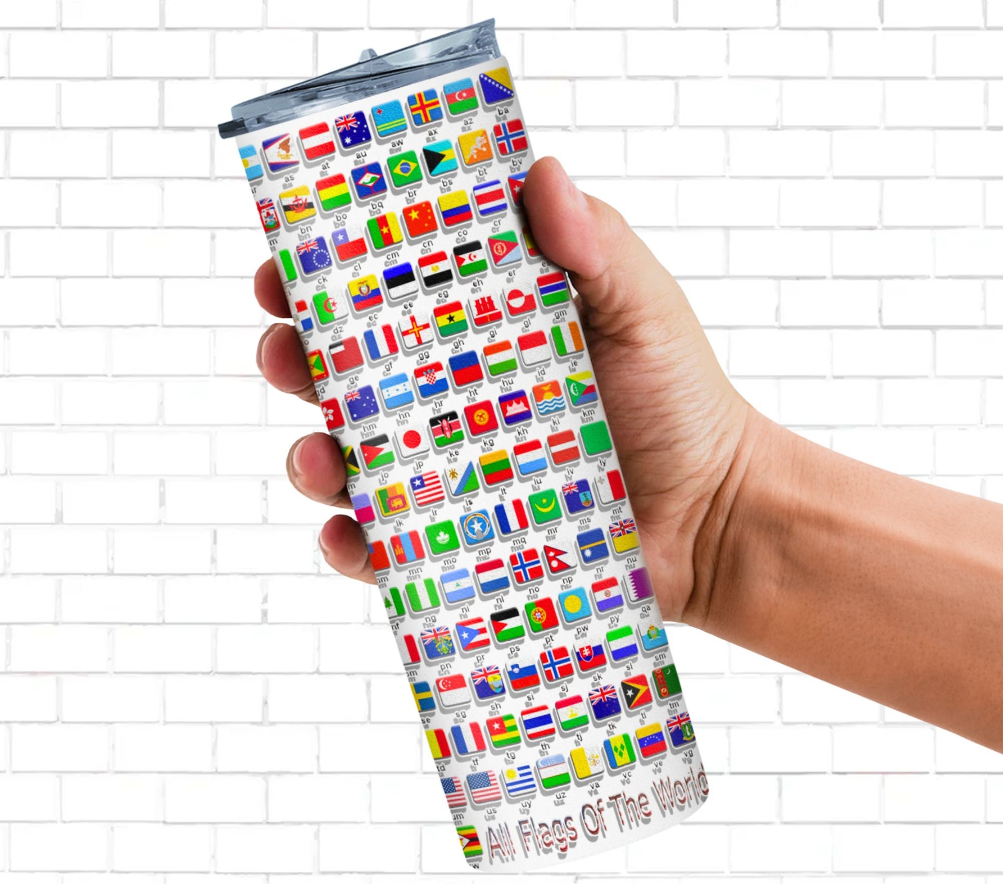 3D All Flags of the World Tumbler Wrap Design 20oz Skinny Tumbler ...