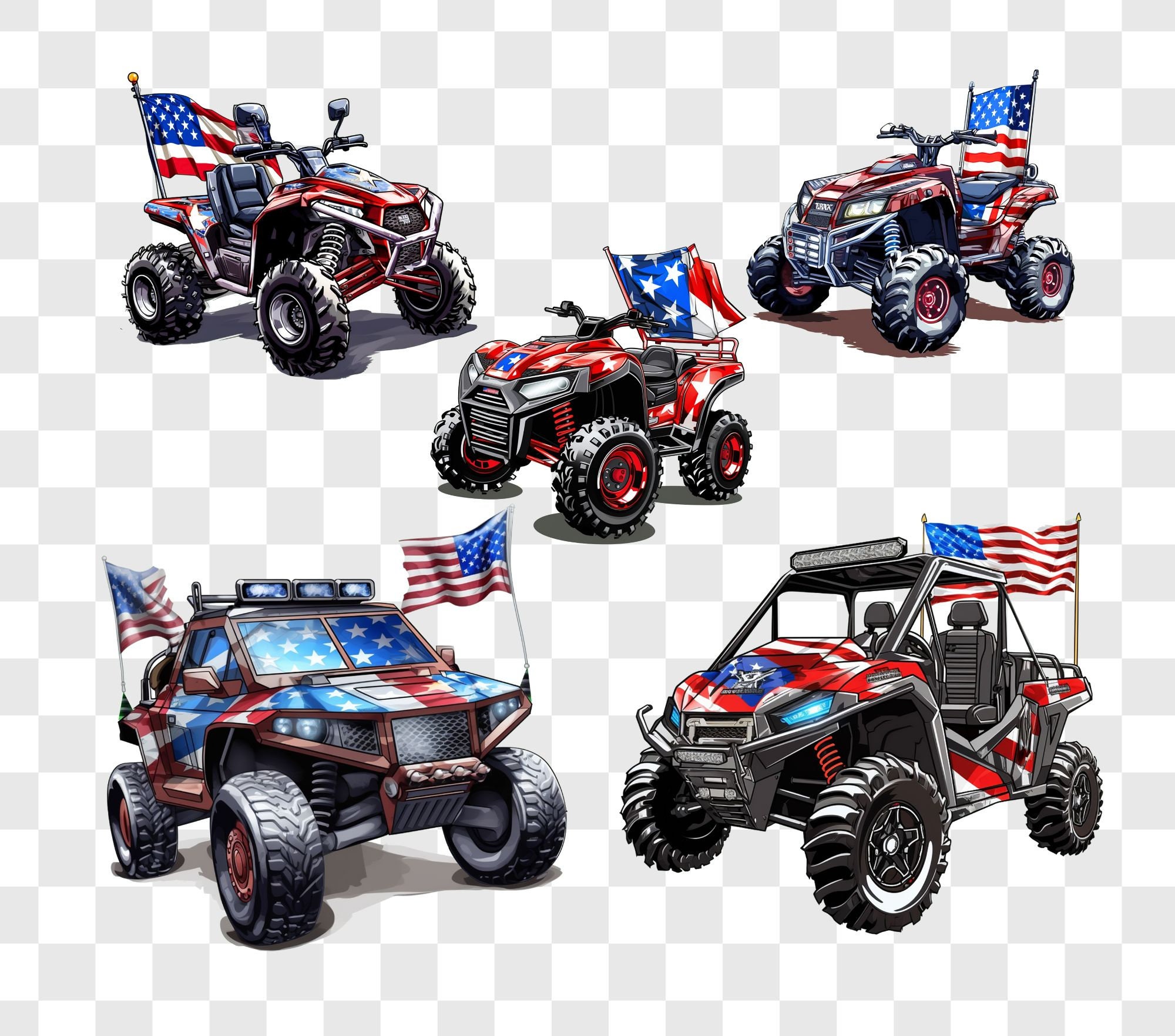 US Rzr Atvs Clipart Bundle of 5 X 300 Dpi PNG Files Stickers Digital ...