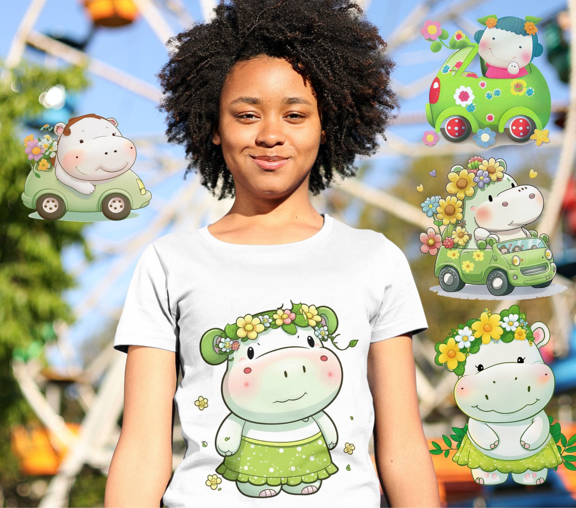 Baby Hippo Princess Clipart Bundle of 5 X 300 Dpi PNG Files - Etsy