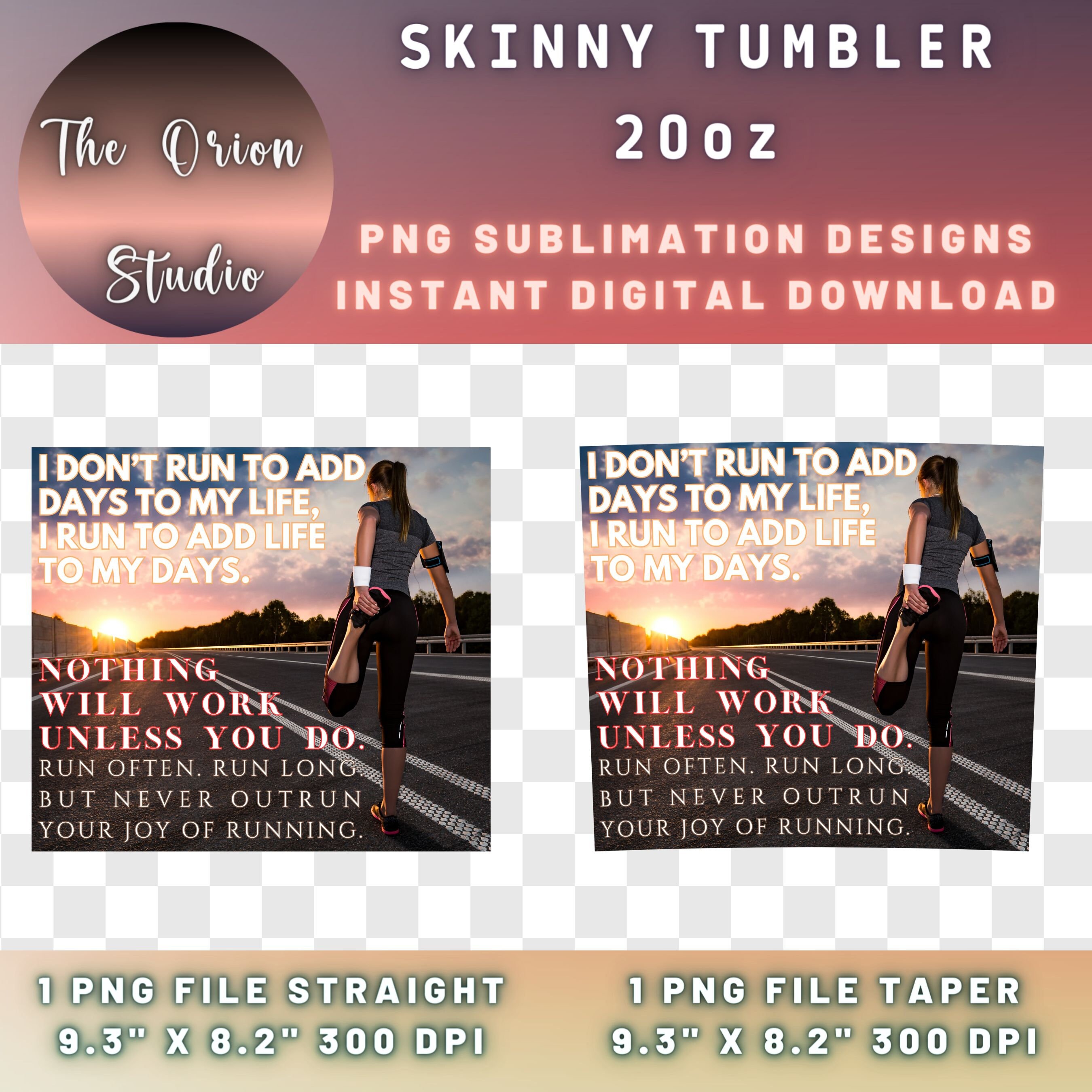 Jogging Design Tumbler Wrap, 20oz Skinny Tumbler Sublimation Designs ...
