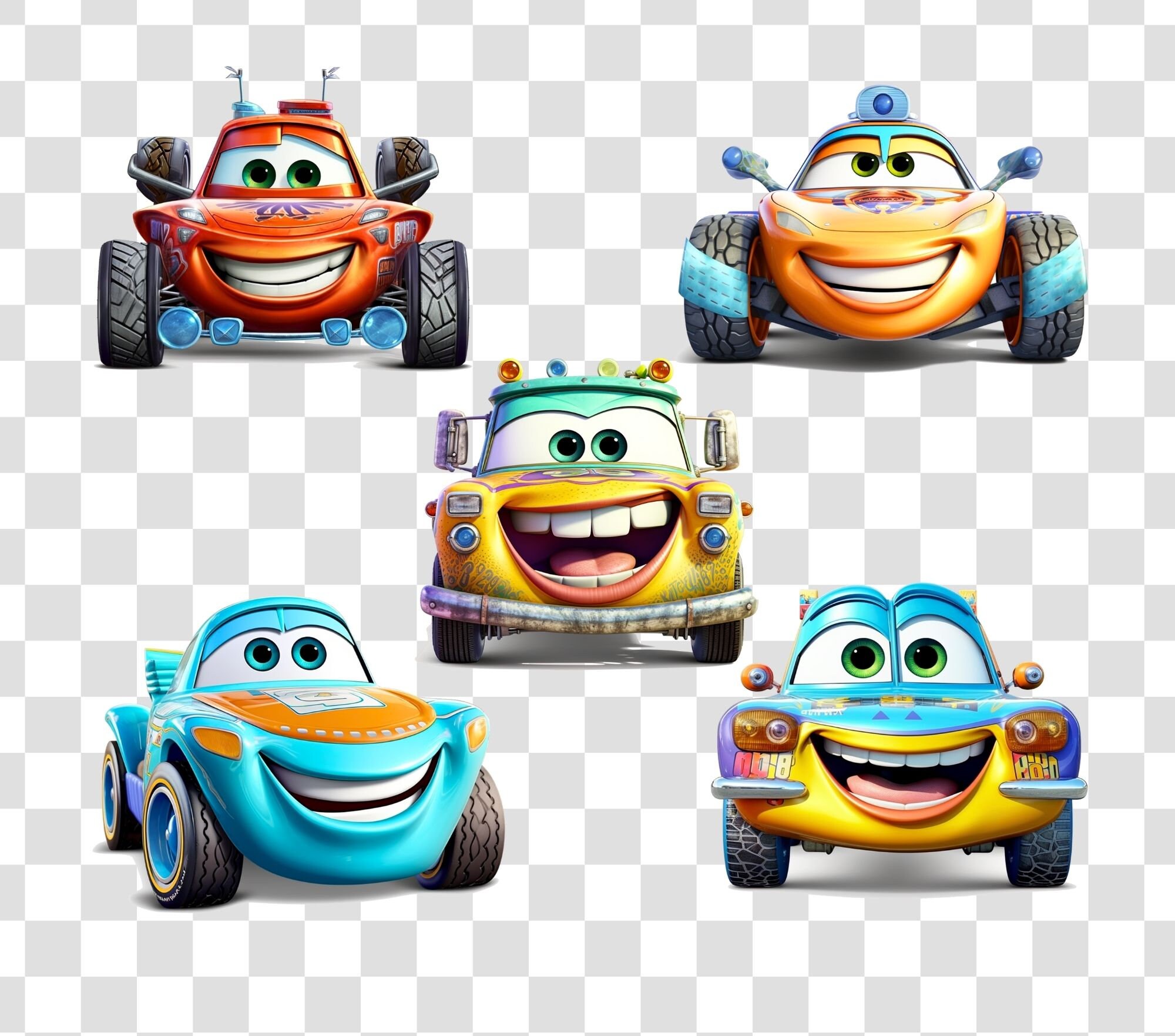 Race Cars Team Clipart Bundle of 5 X 300 Dpi PNG Files - Etsy