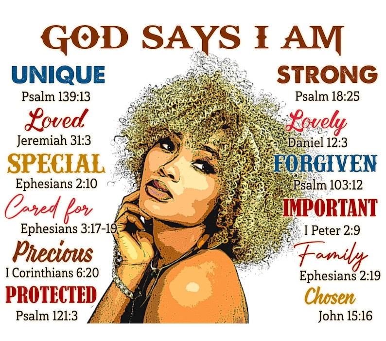 God Says I Am... Sublimation Design, PNG Sublimation, Beauty ...