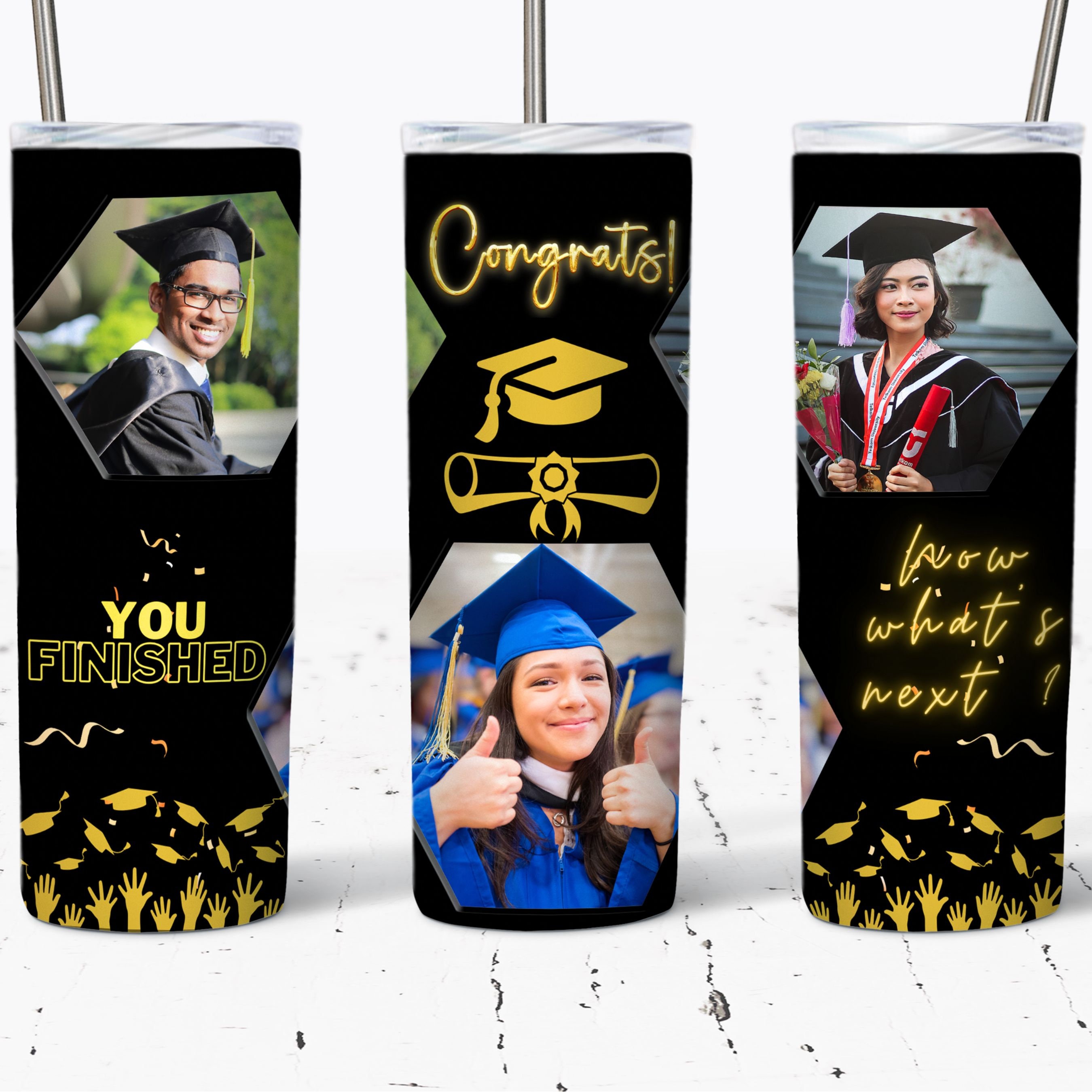 Graduation Photo Collage Tumbler Wrap, Design 20oz Skinny Tumbler ...