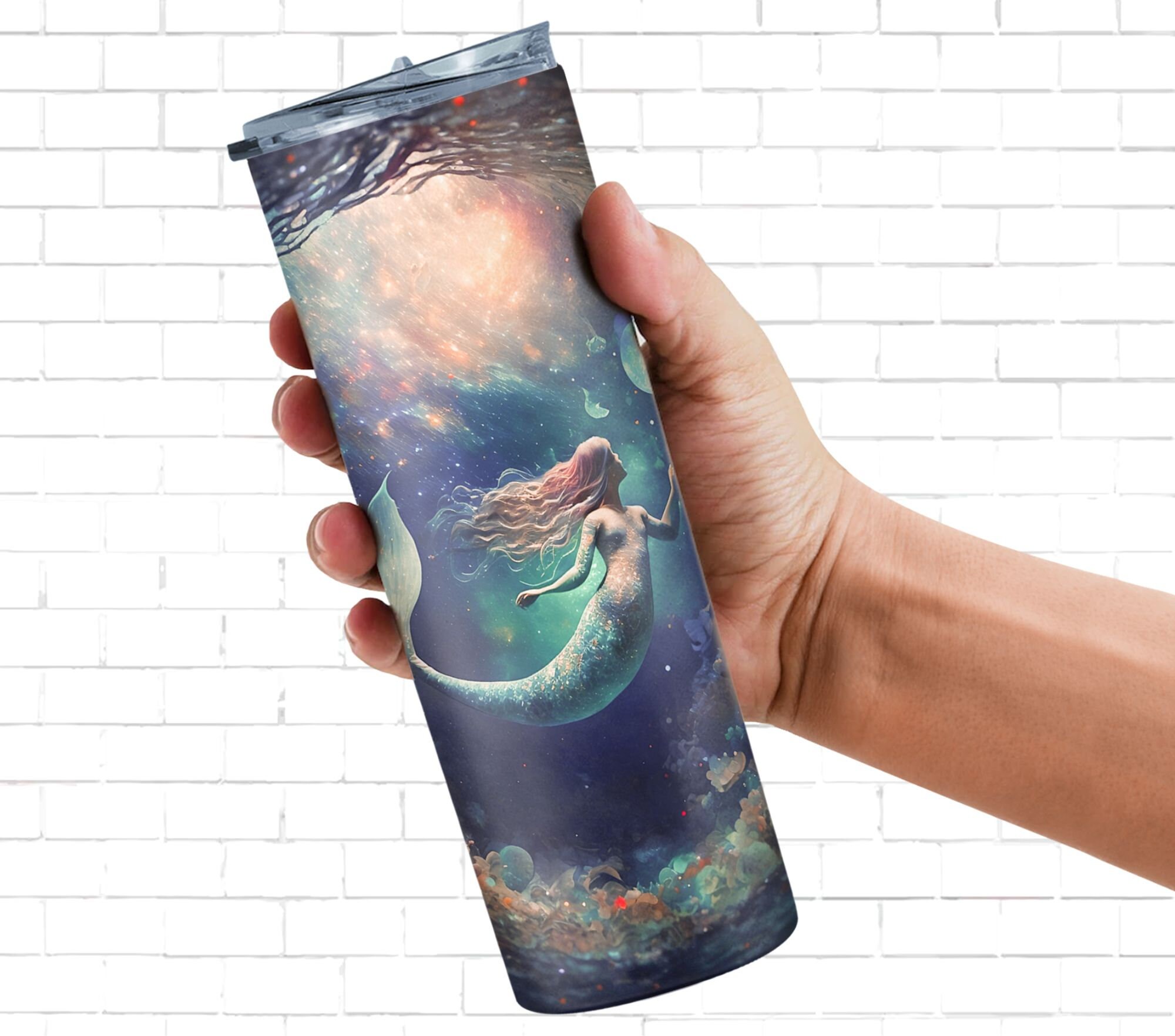 Cosmic Mermaid Sublimation Design 20oz Skinny Tumbler Sublimation ...