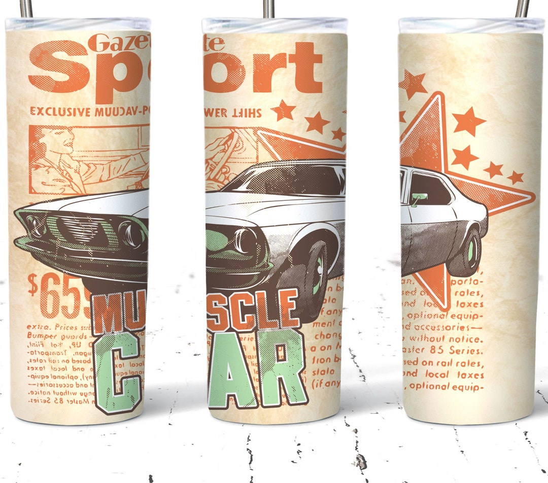 Old Muscle Car Ad Tumbler Wrap 20oz Skinny Tumbler Taper Template ...