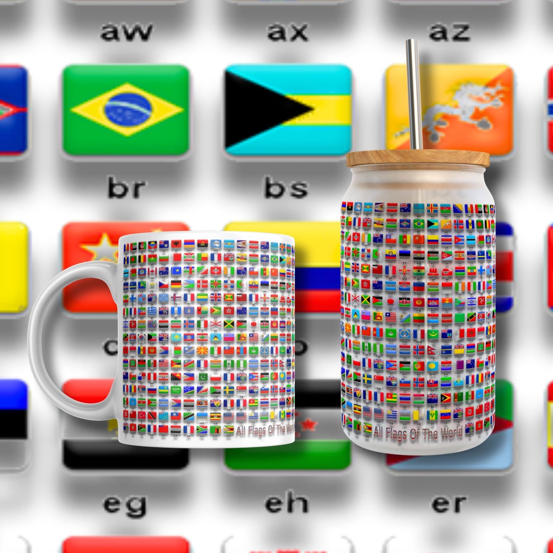 3D All Flags of the World Mug and Libbey Can Wrap, 11oz, 15oz and 16oz ...