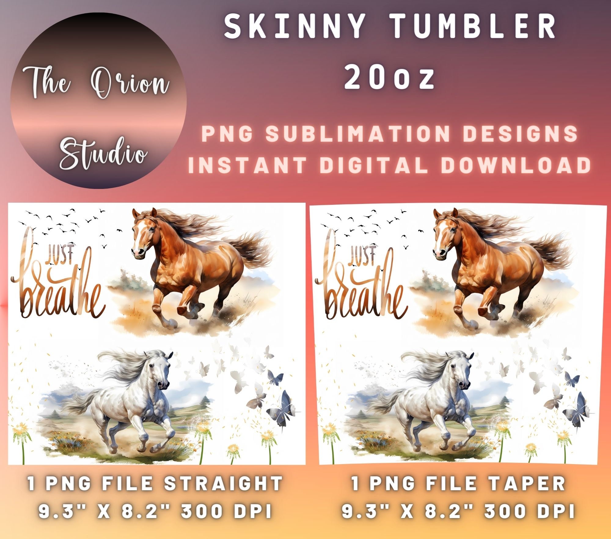 Free Running Horses Tumbler Wrap 20oz Skinny Tumbler Sublimation ...