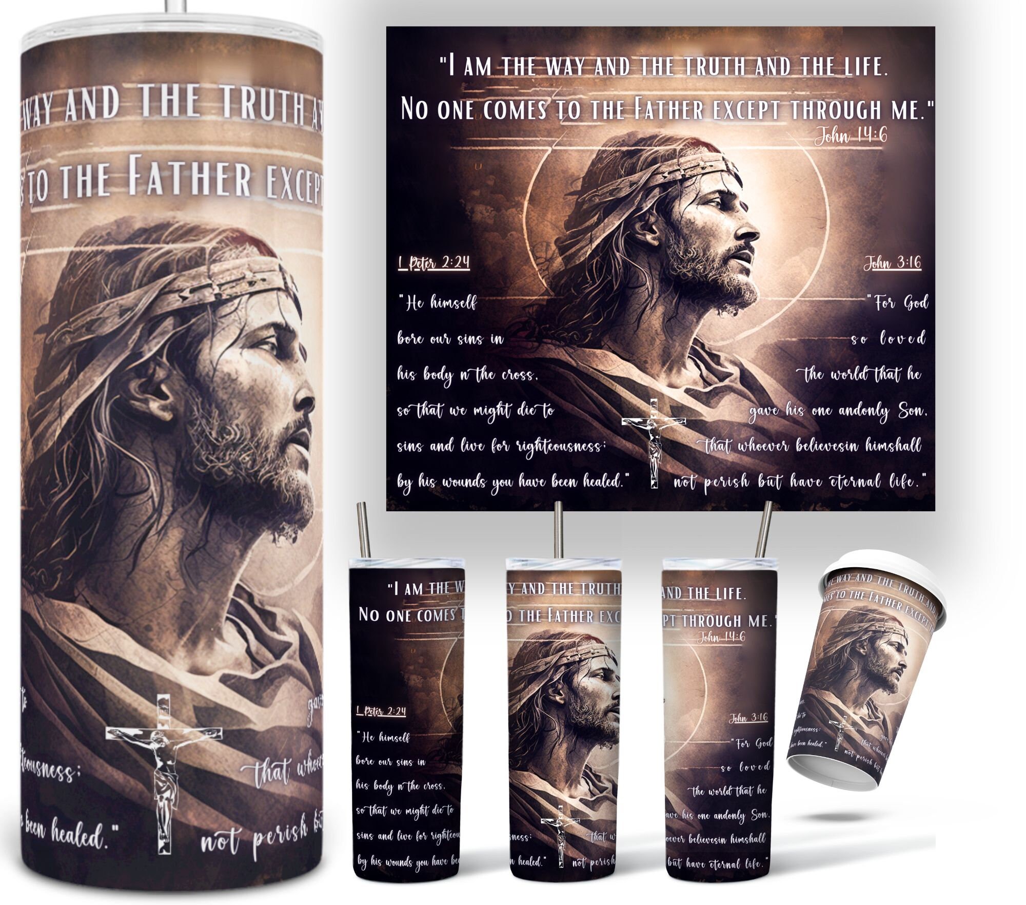 Bible Verses Jesus Tumbler Wrap, 20oz Skinny Tumbler Taper Template ...