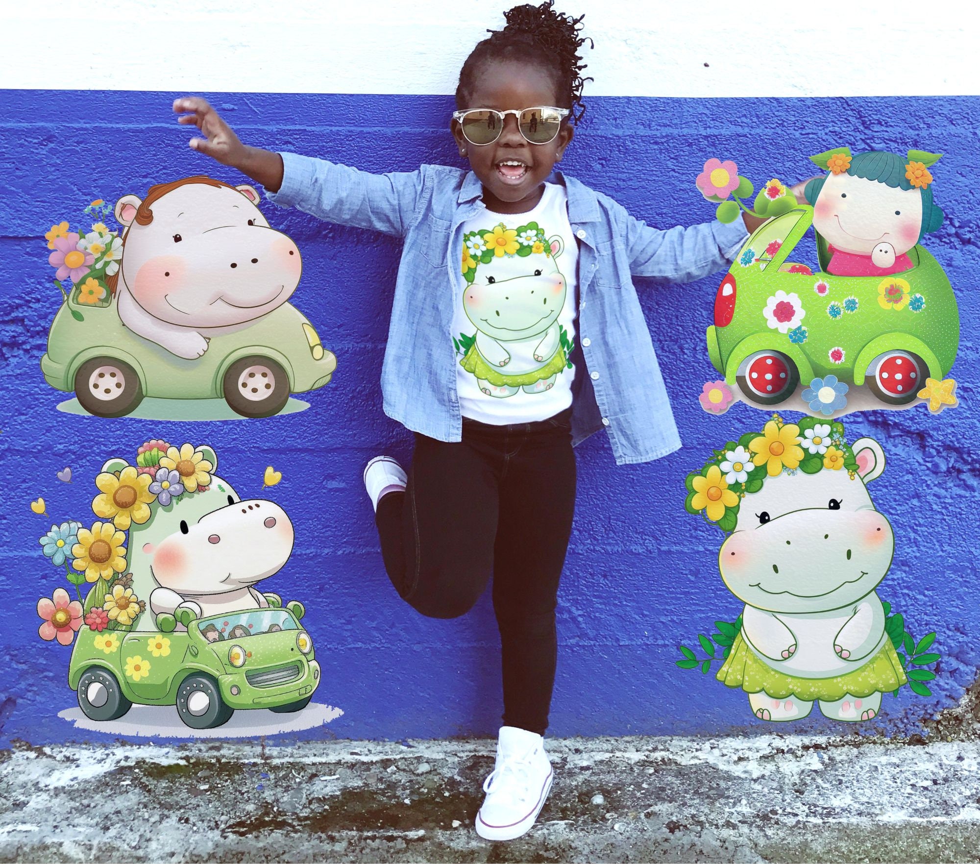 Baby Hippo Princess Clipart Bundle of 5 X 300 Dpi PNG Files - Etsy