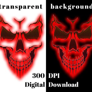 Red Skull PNG 300 DPI Transparent Background, Sublimation Design ...