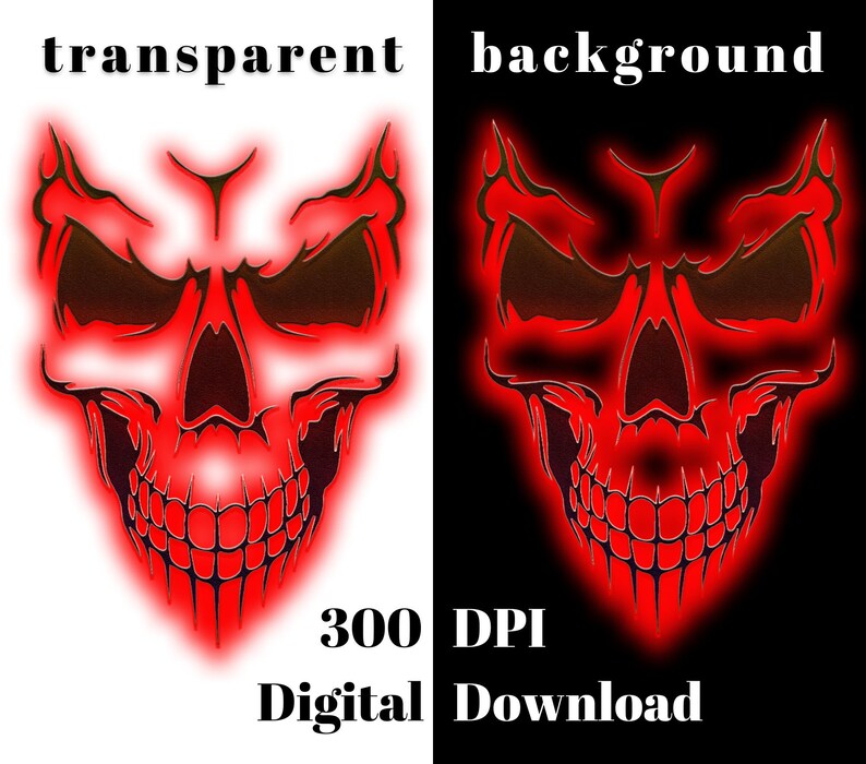 Red Skull PNG 300 DPI Transparent Background, Sublimation Design ...