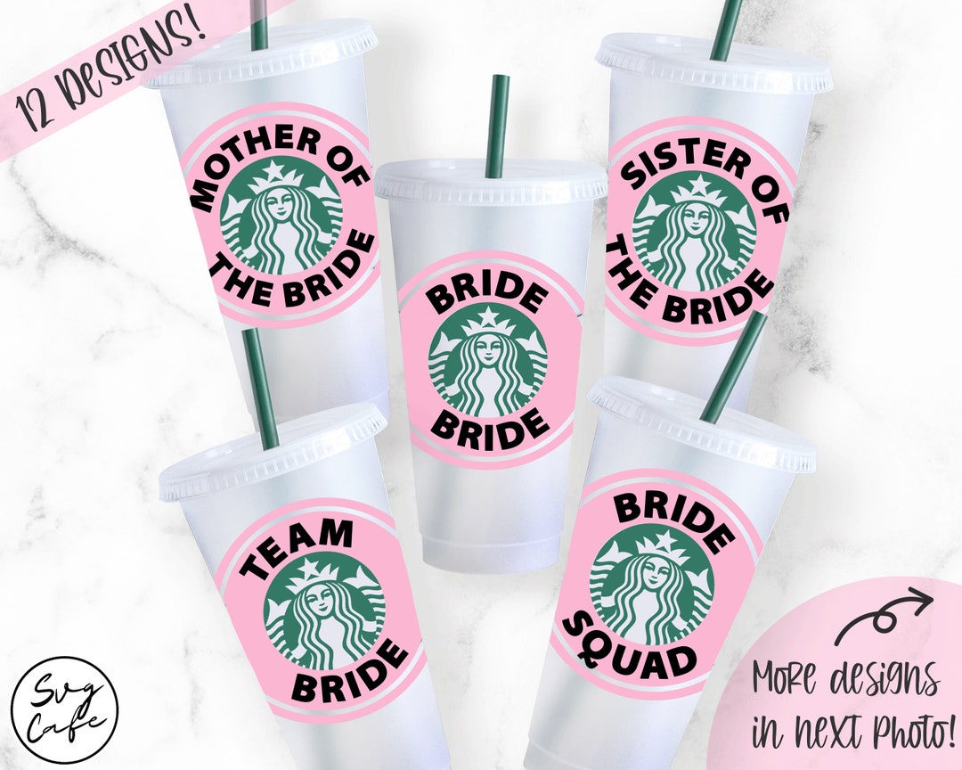 Bride Svg Bundle, Bridesmaid Svg, Wedding Party Svg for Starbucks Venti ...