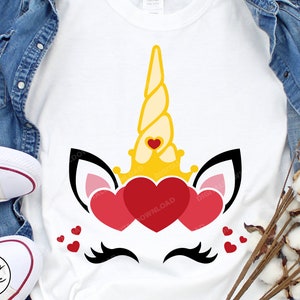 Heart Unicorn, Love Svg, Heart Svg, Queen Unicorn Svg, Crown Svg - Etsy