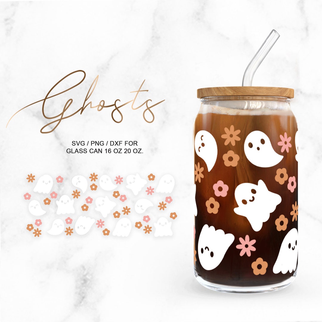 Ghosts • 16oz & 20oz Glass Can Cutfile, Svg Dxf Png Files Digital ...