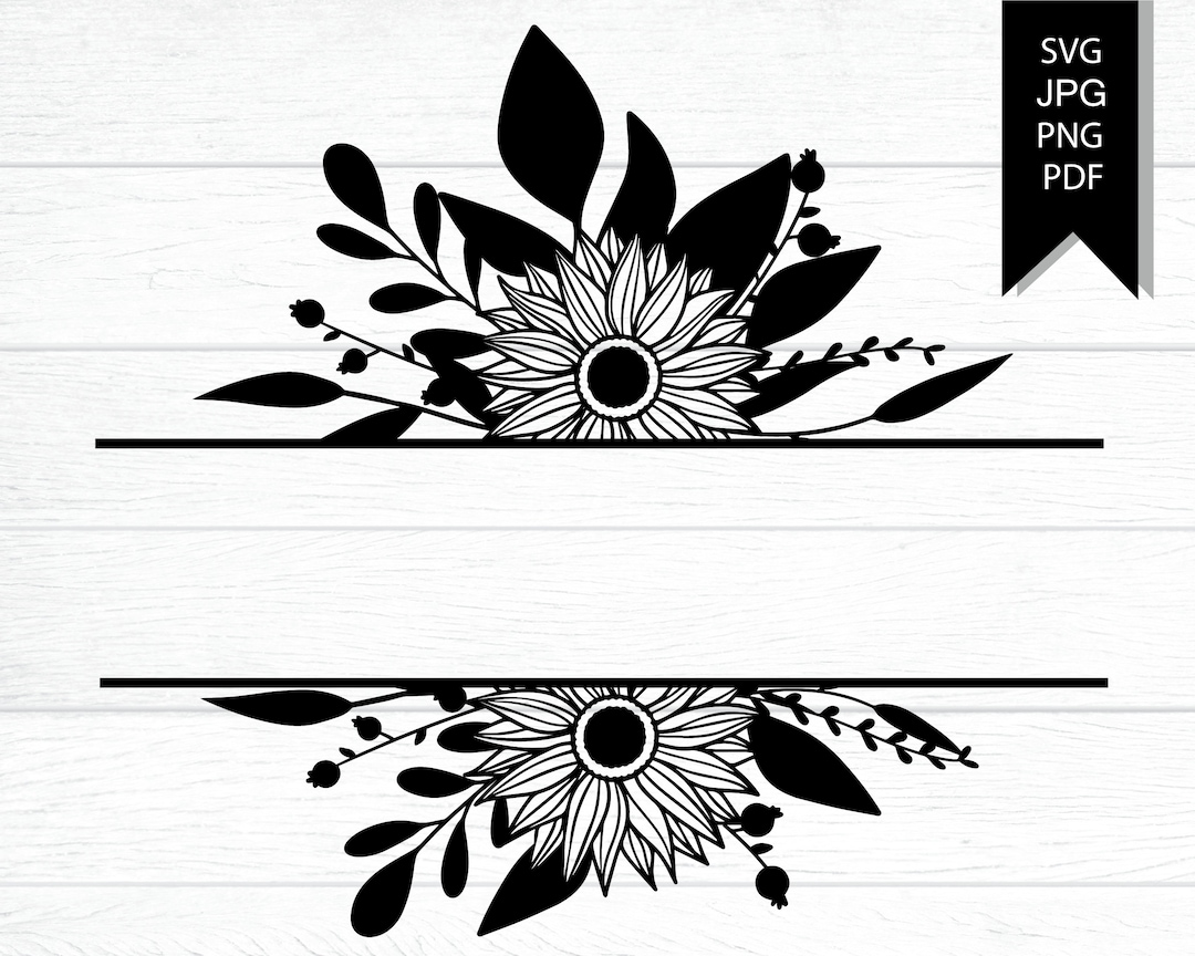 Sunflower Monogram Frame Svg Floral Svg Files for Cricut - Etsy