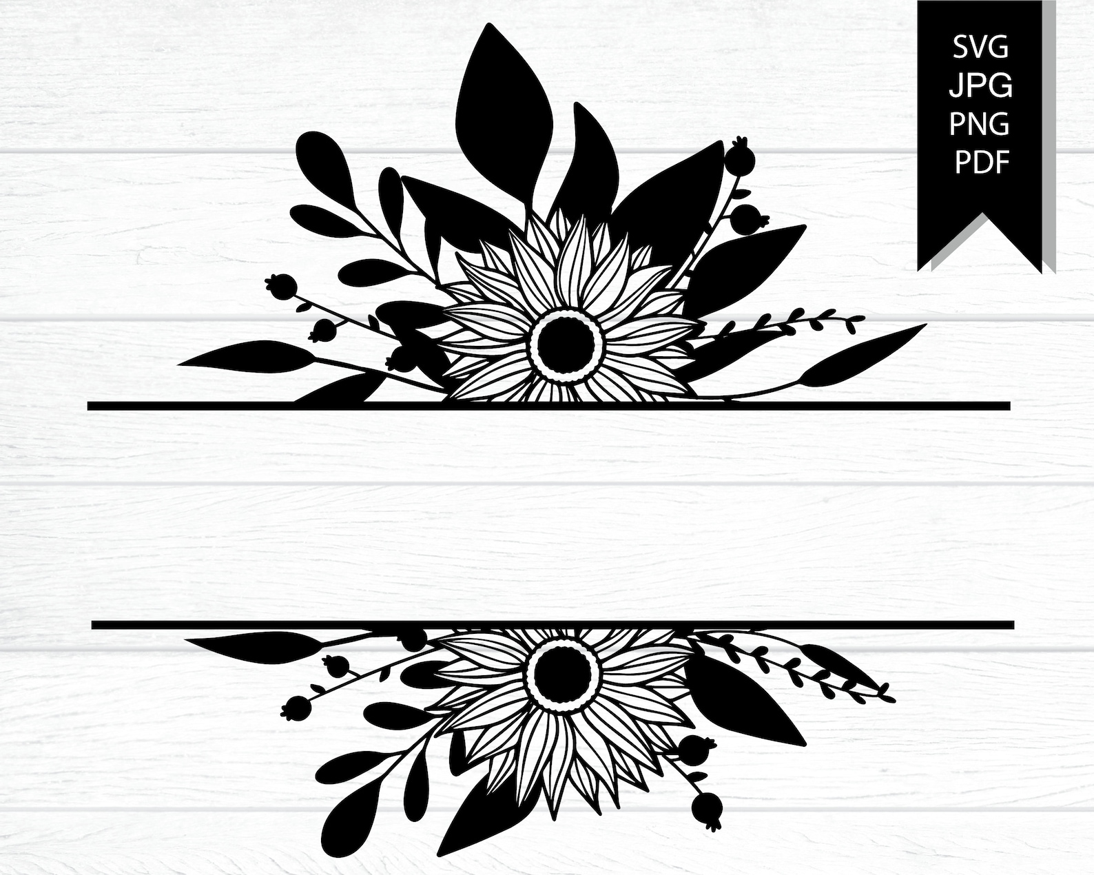 Sunflower Monogram Frame Svg Floral Svg Files for Cricut - Etsy