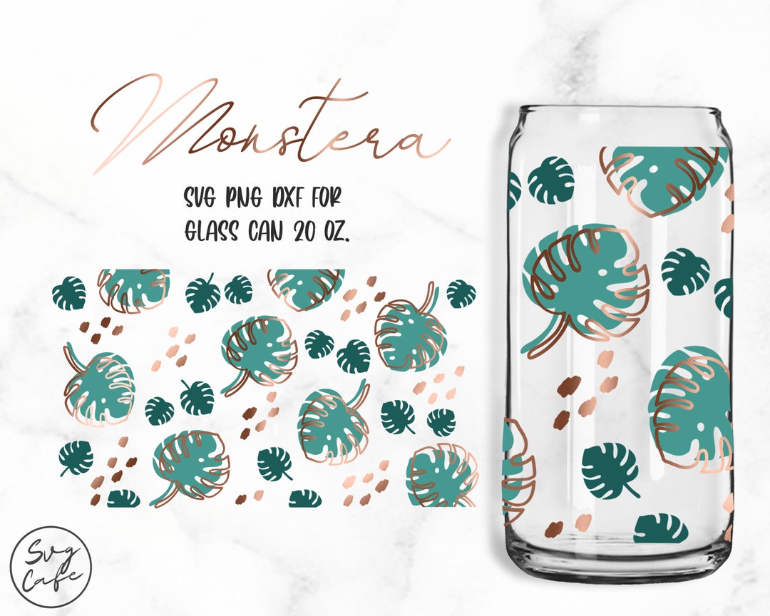 Monstera • 20oz Glass Can Cutfile, Svg Dxf Png Files Digital Download ...