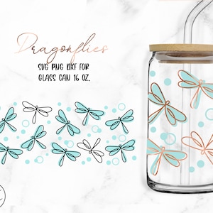 Libélulas 16oz Glass Can Cutfile, Svg Dxf Png Archivo Digital Descargar ...