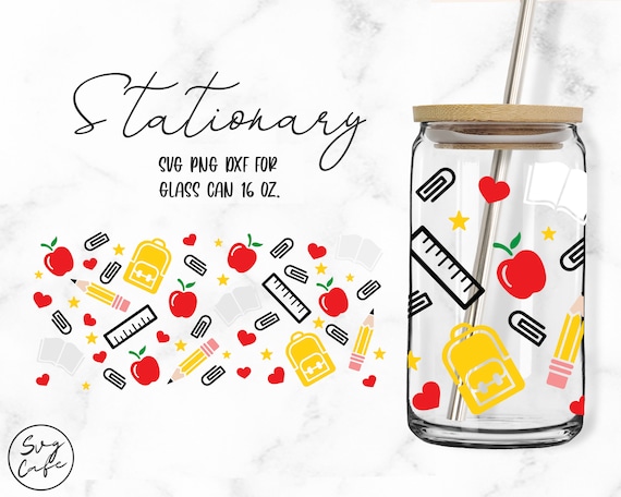 Stationary 16oz Glass Can Cutfile Svg Dxf Png Files Digital - Etsy