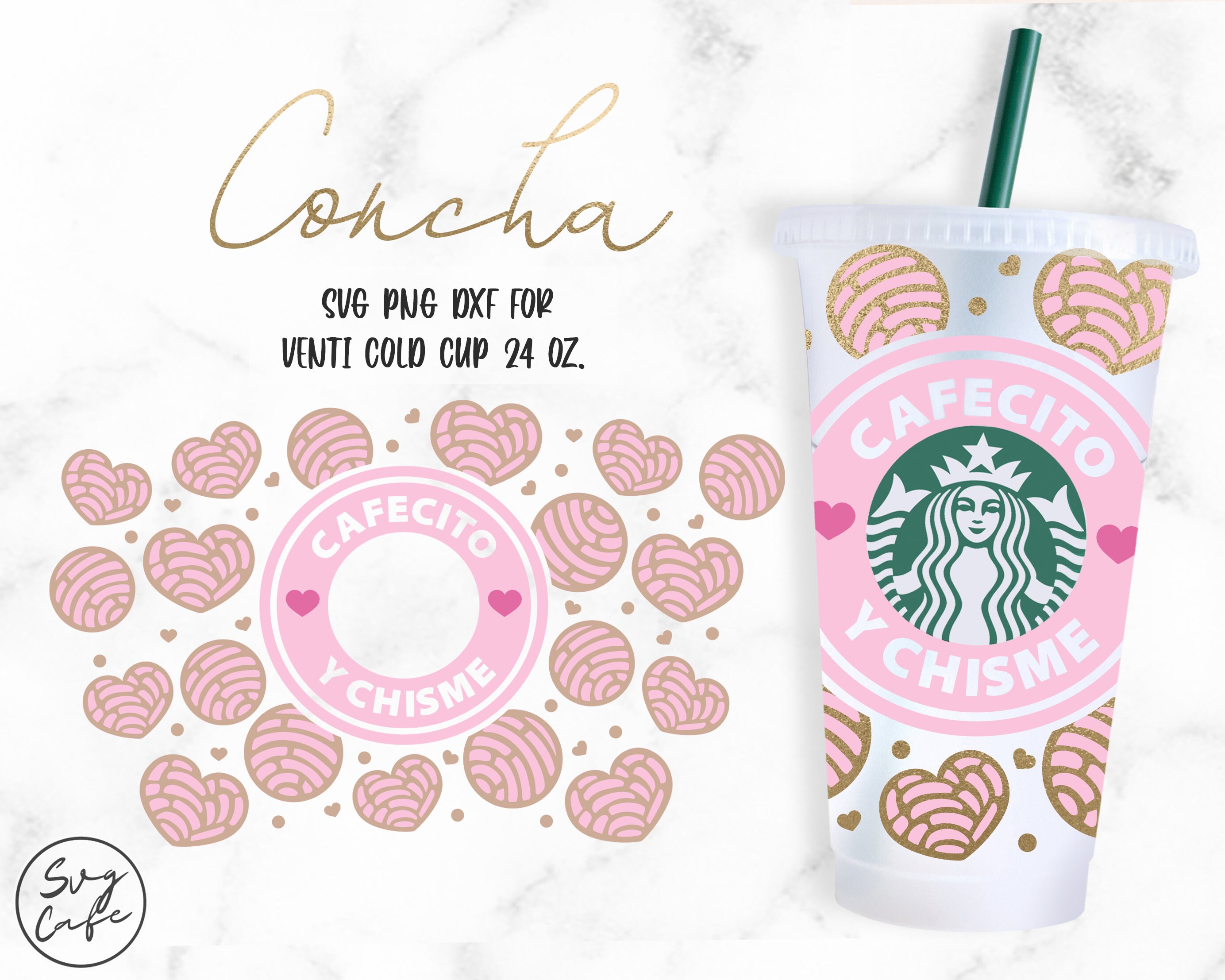 Concha 24oz Venti Cold Cup Cutfile Svg Dxf Png File Digital - Etsy