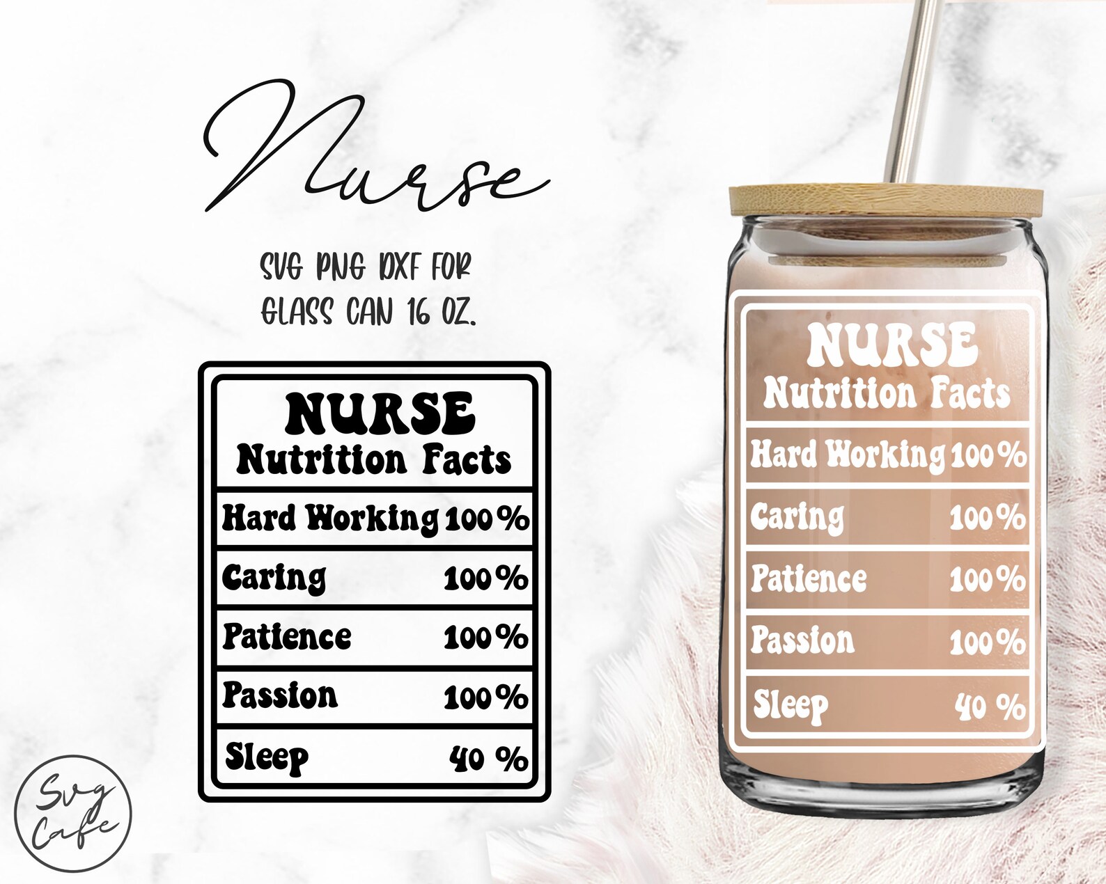Nurse Nutrition Facts 16oz Libbey Glass Can Cutfile Svg Dxf - Etsy