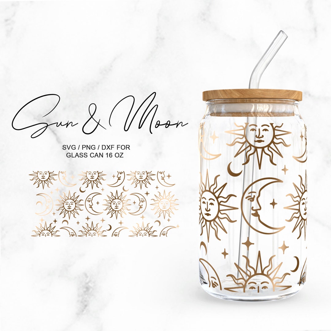 Sun and Moon • 16oz Glass Can Cutfile, Svg Dxf Png File Digital ...