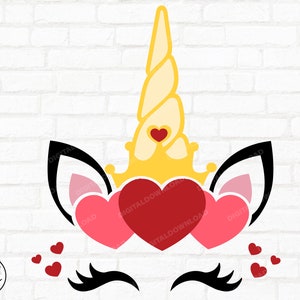 Heart Unicorn, Love Svg, Heart Svg, Queen Unicorn Svg, Crown Svg - Etsy