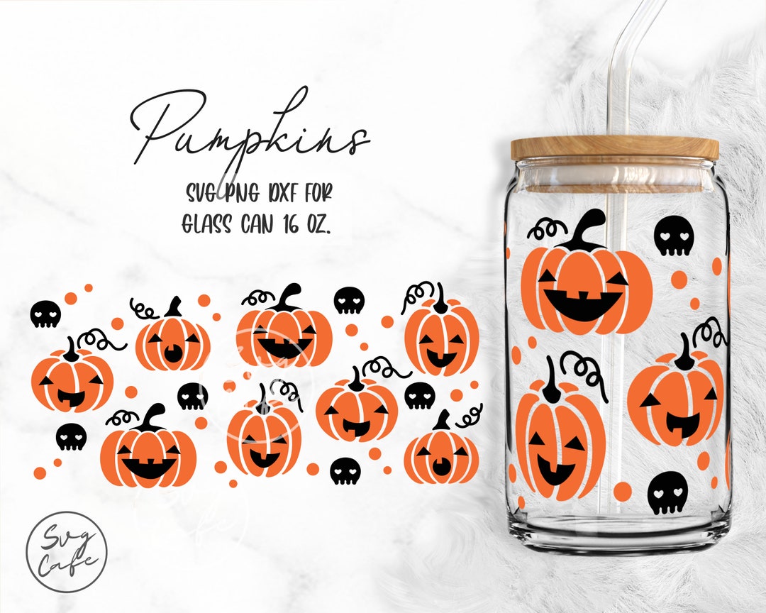 Pumpkins 16oz Glass Can Cut File, Svg Dxf Png Files Digital Download - Etsy