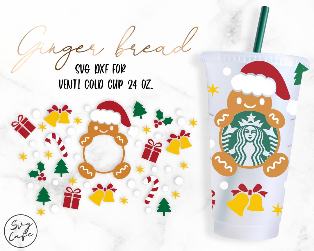 Gingerbread Cookie Christmas • 24oz Venti Cold Cup Cutfile, Svg Dxf Png ...