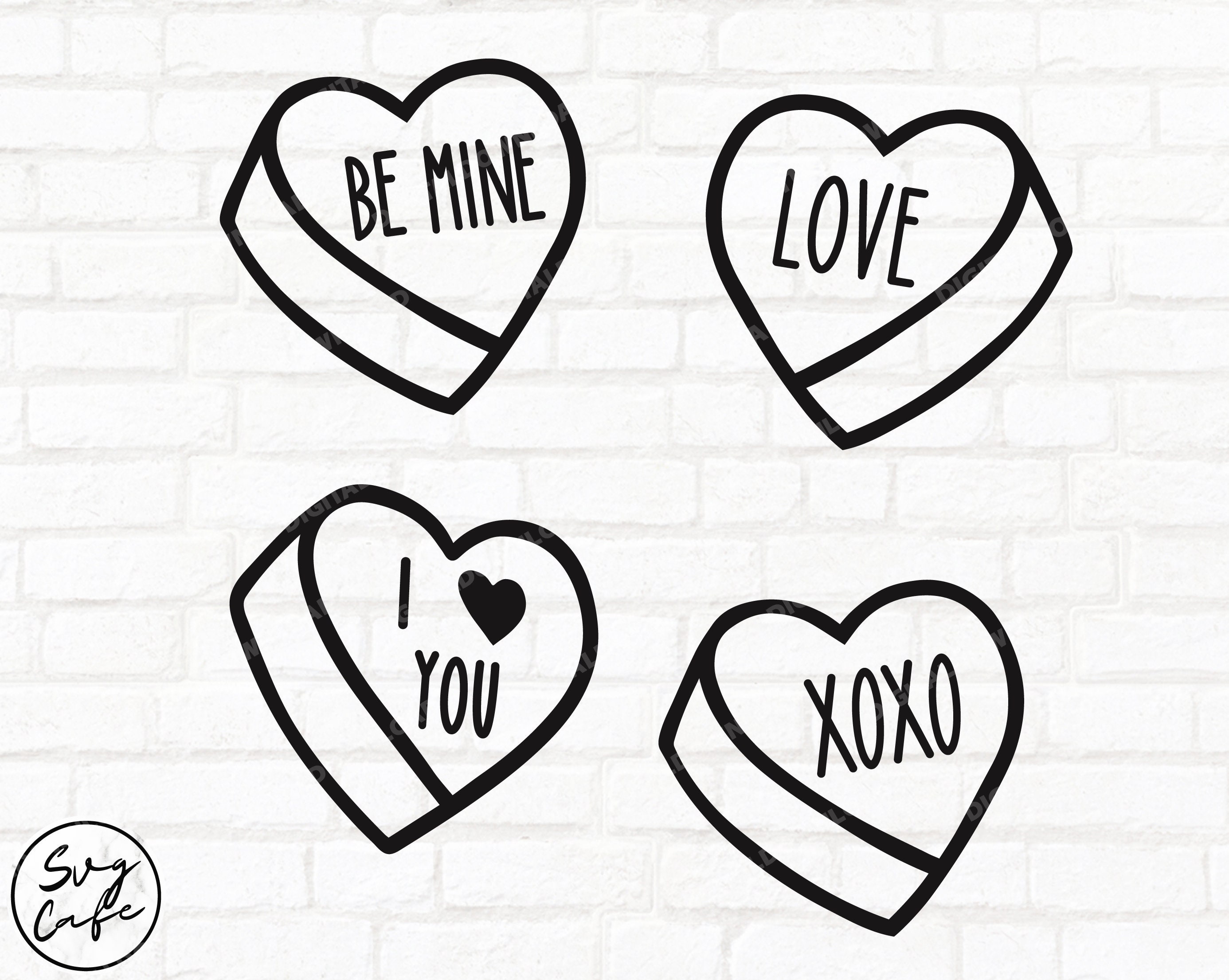 Conversation Candy Svg Valentine Hearts Love Words Svg Png | Etsy