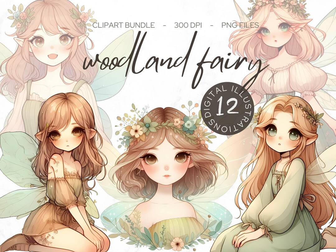Fairy Woodland Clipart Watercolor Clipart Bundle, Fairies Png, Girl ...
