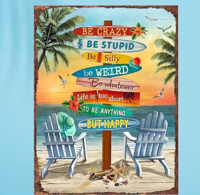 Seaside Beach Metal Sign - Etsy