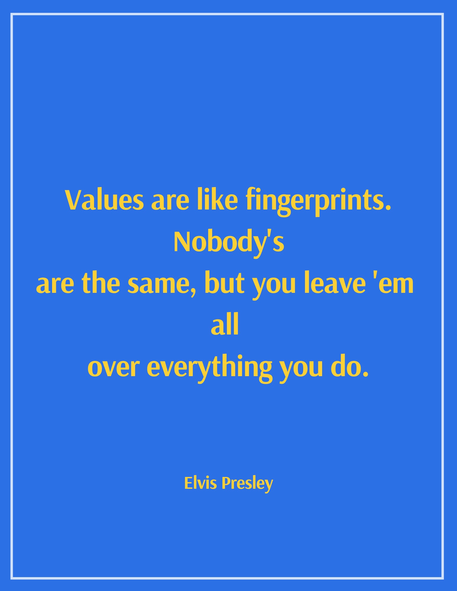 Werte sind wie Fingerabdrücke Wandschild Elvis Presley Spiritual ...