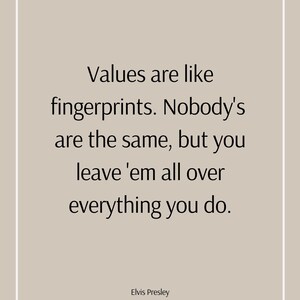 Values Are Like Fingerprints Wall Sign Elvis Presley Spiritual ...