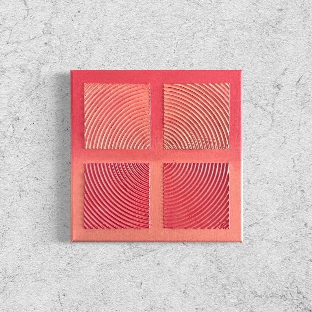 Textured Muted Red 3D Wall Decor, Minimalist Acrylic Painting - Etsy