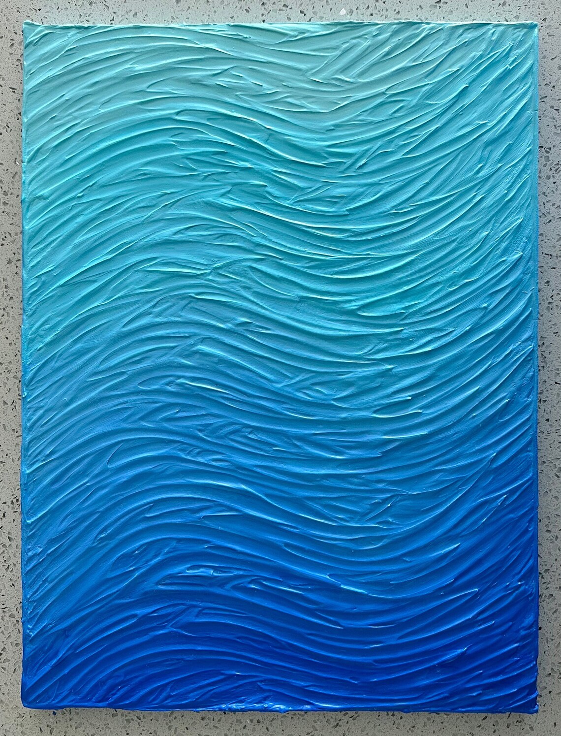 Textured Blue Wave Art Original 3D Hand Painted Deep Ocean Wall Decor ...