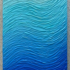 Textured Blue Wave Art Original 3D Hand Painted Deep Ocean Wall Decor ...