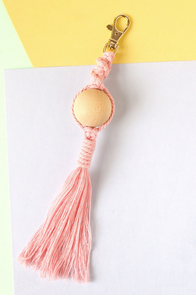 Macrame Keychain Pattern Macrame Key Ring Tutorial - Etsy España
