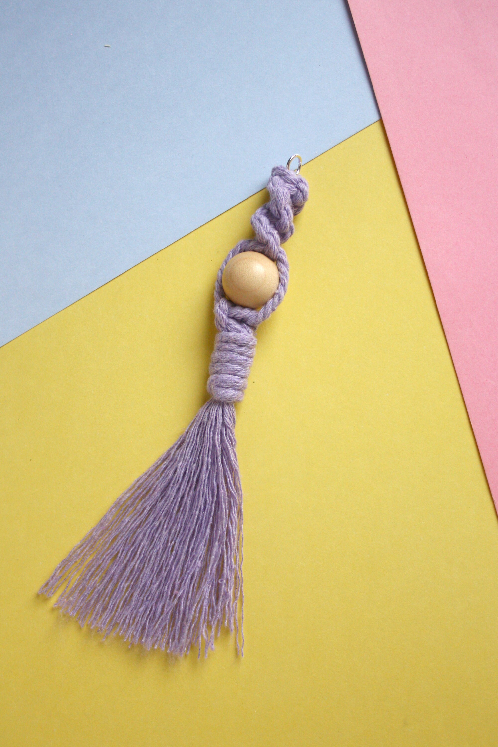 Macrame Bag Charm Kit - Macrame Keyring Kit - Mini Macrame Hanging DIY ...