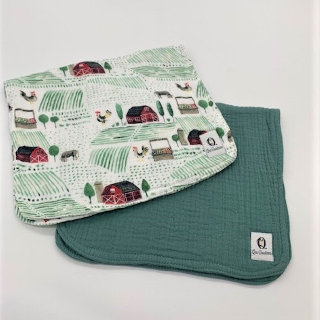 Red Barn Farm Print Gauze Burp Pad Set, 8 Ply Gauze Set - Etsy