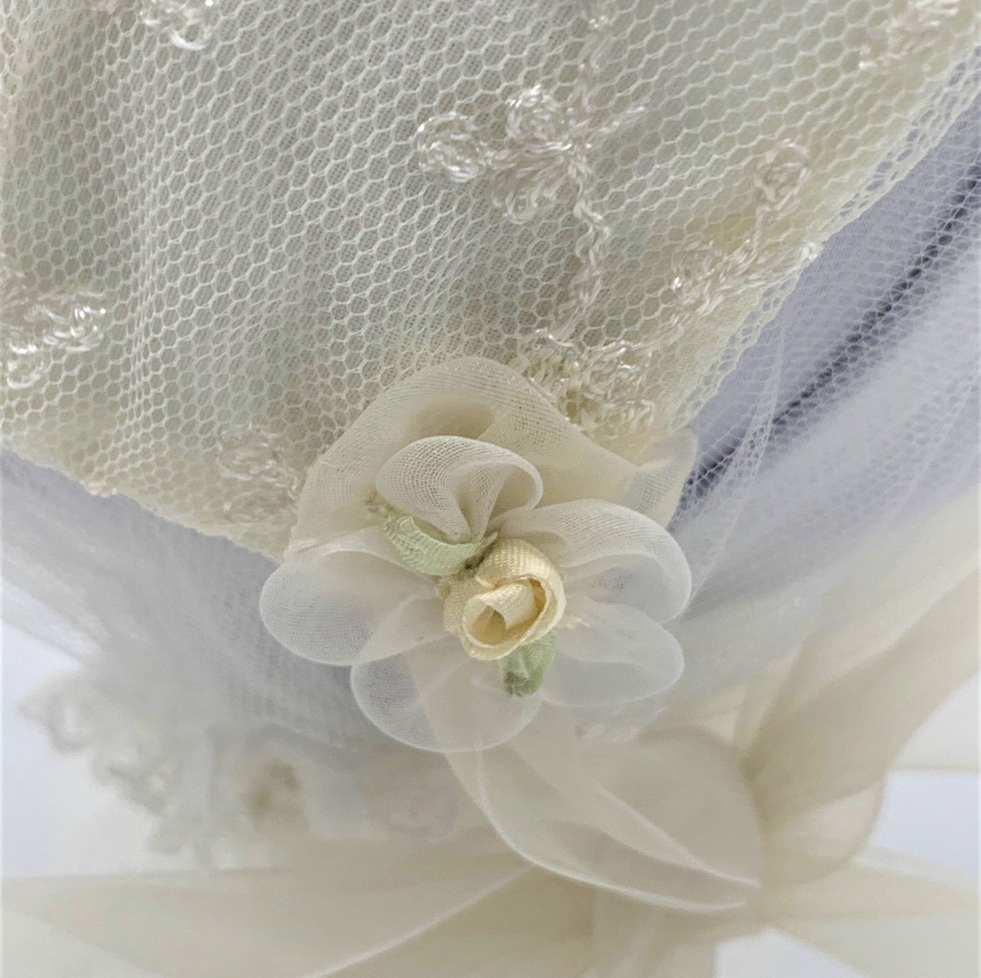 Antique White Cotton Bonnet With Silk Flower Embroidery, Christening ...
